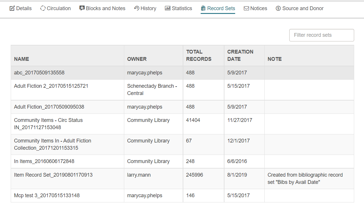 Item Record Workform