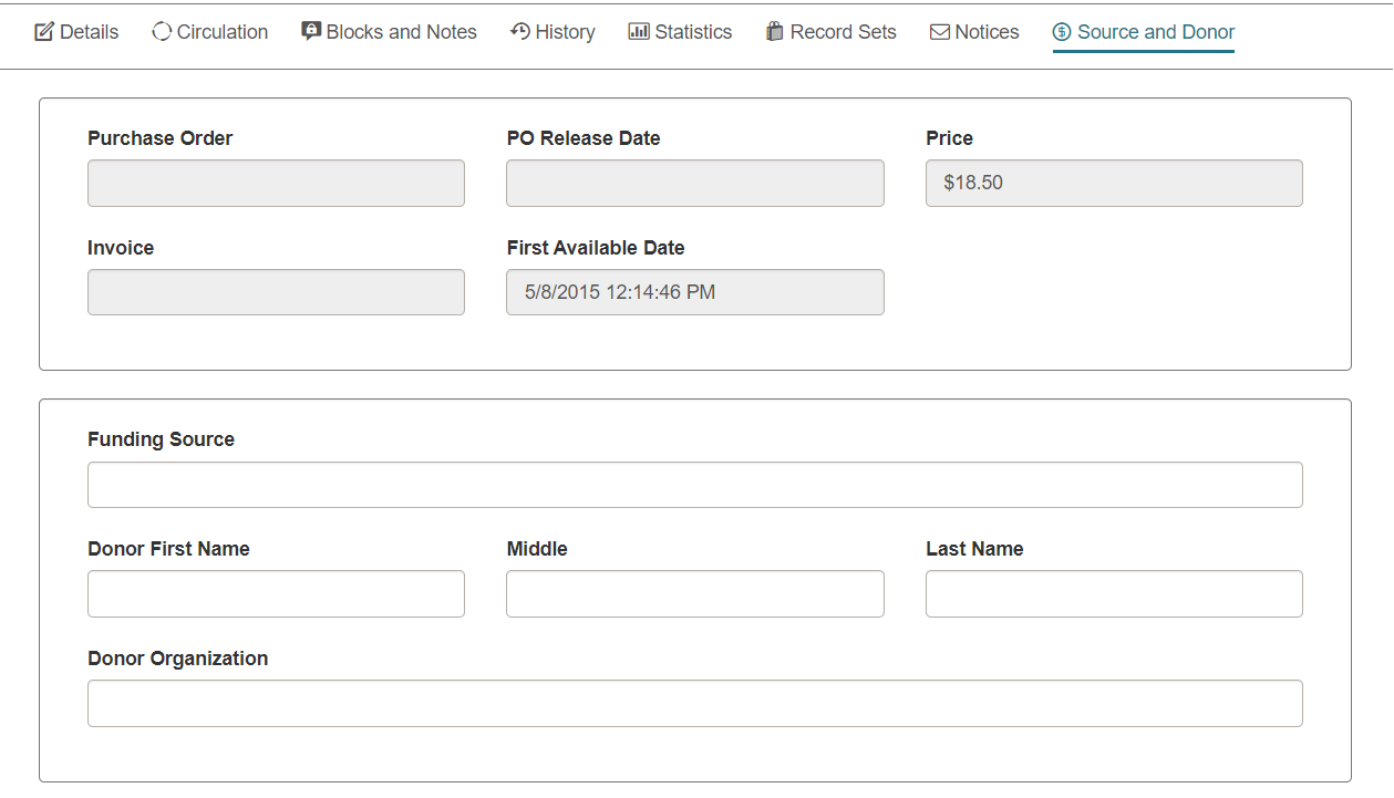 Item Record Workform