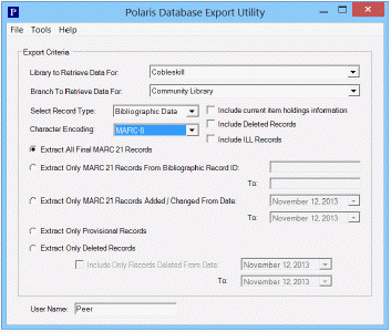 Export cataloging records