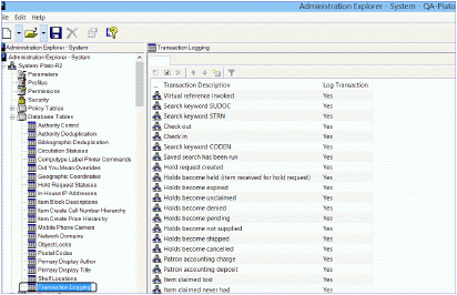 Choose the transactions to log