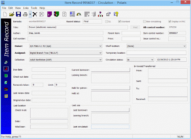 EContent Item Records