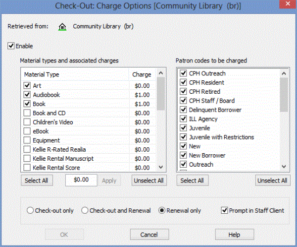 Set up charges for checkout and renewal