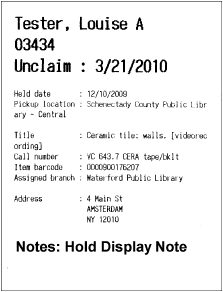 Set hold slip options