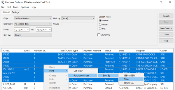 Print multiple purchase orders at once