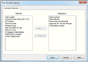 Set fine receipt options