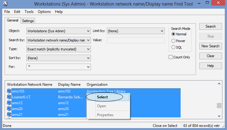 List workstations in the Explorer